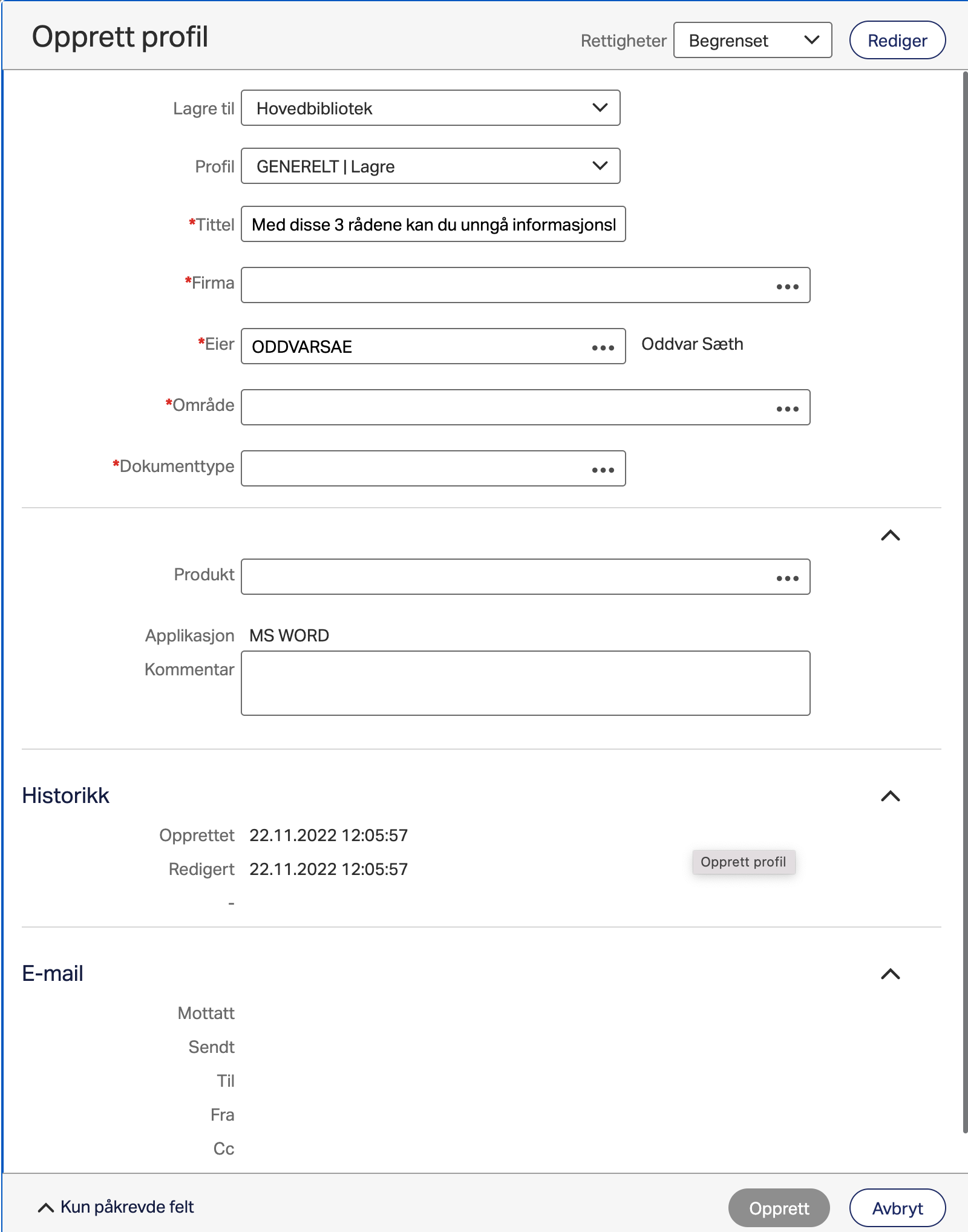 Metadata og profilkort i eDOCS InfoCenter gir flere fordeler